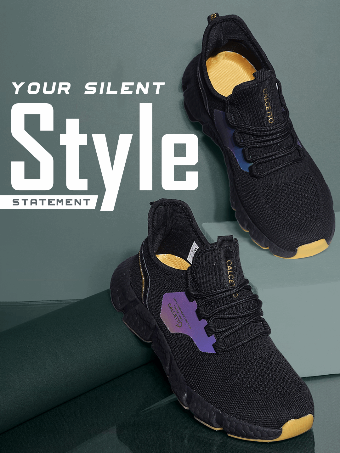 Calcetto Lightweight Casual Men's Running Sports Shoes CLT-0973 Black ...