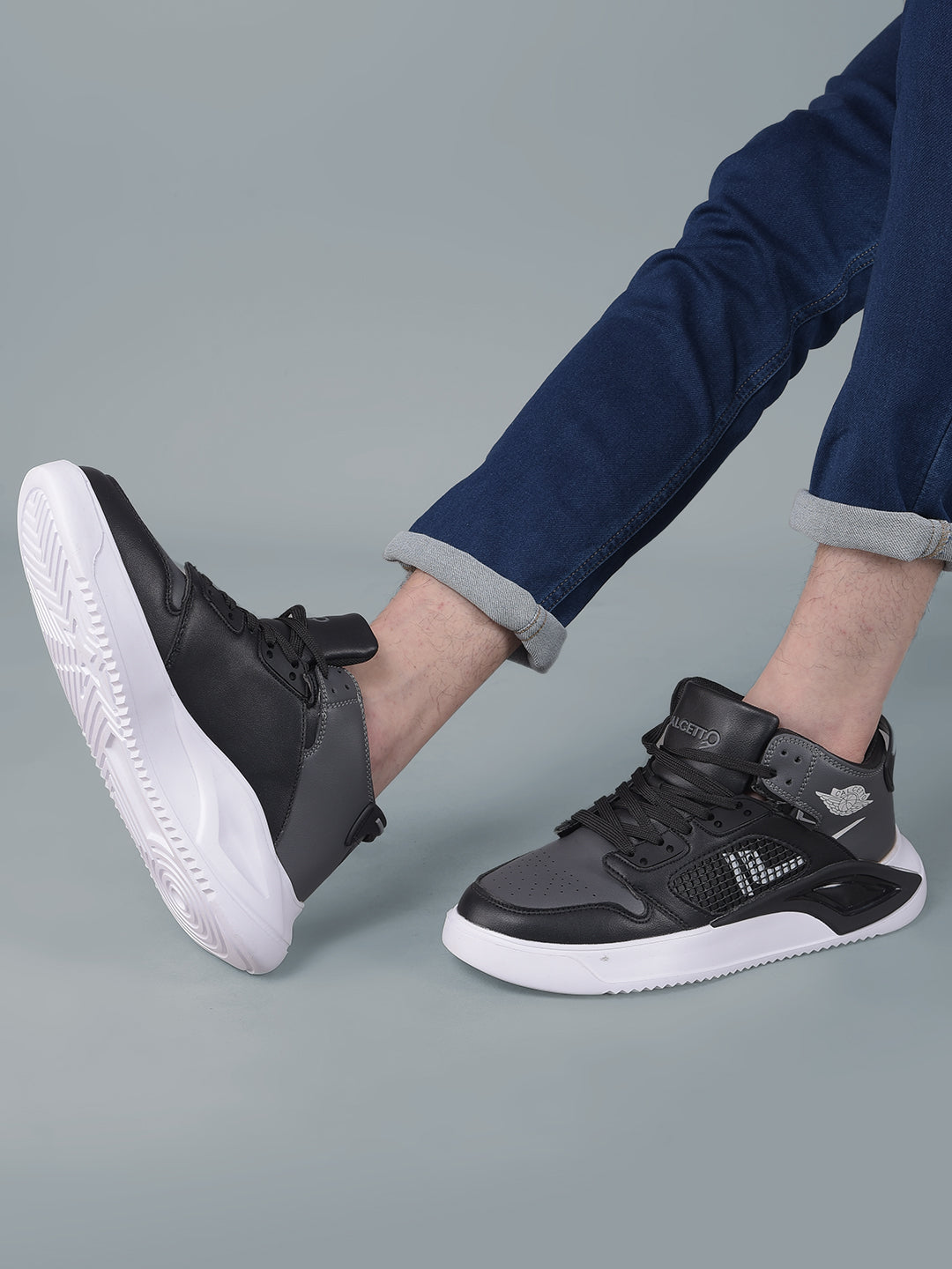 Calcetto Lightweight Casual Men'S Sneakers Shoes CLT-0974 Black Grey ...